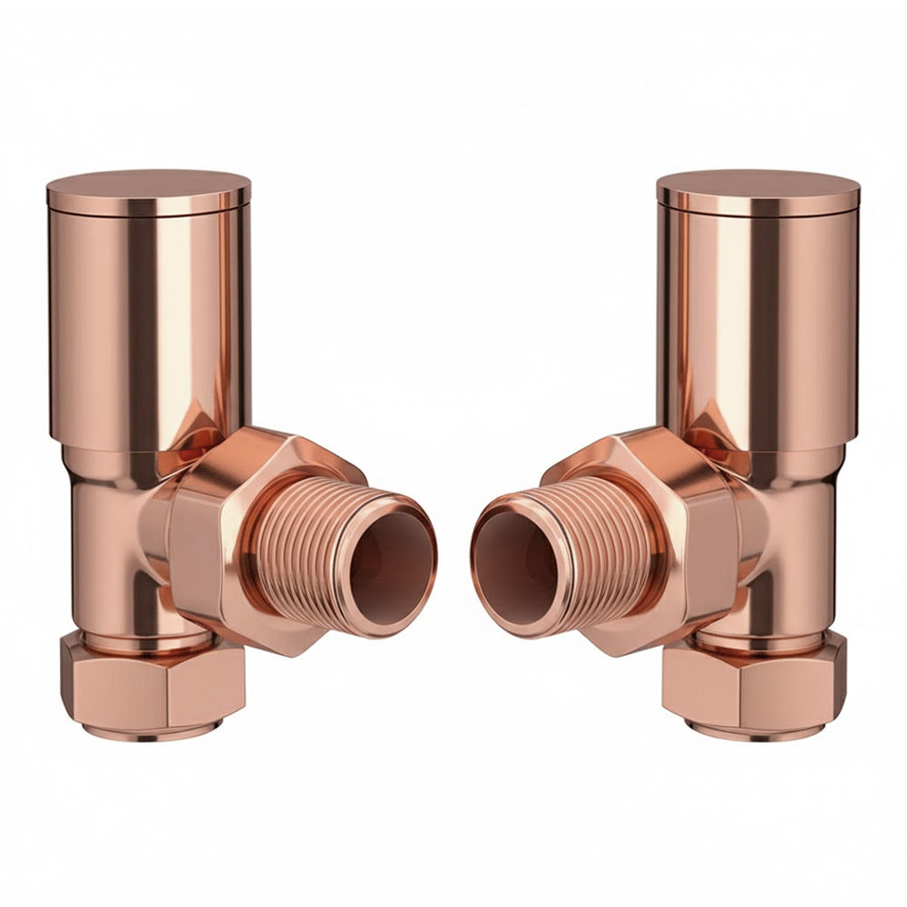 Arezzo Modern Rose Gold Radiator Valves - Angled - ARHV3 | Victorian ...