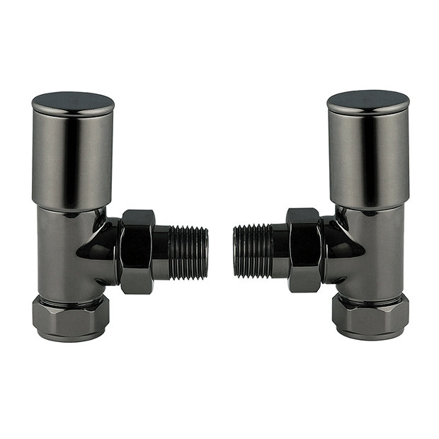 Arezzo Satin Gunmetal Grey Angled Radiator Valves | Victorian Plumbing UK