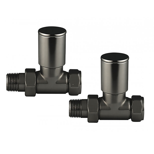 Modern Satin Gunmetal Grey Straight Radiator Valves | Victorian Plumbing UK