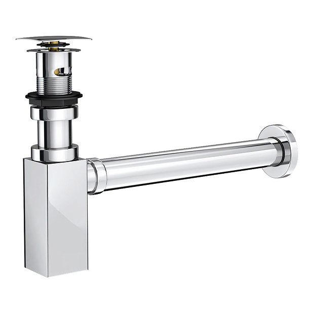 Modern Square Chrome Click Clack Basin Waste + Bottle Trap Pack ...