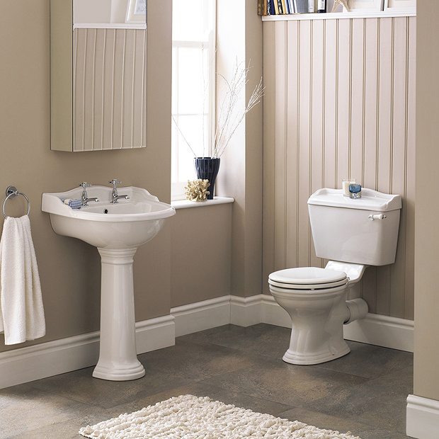 Monaco Traditional Basin with Pedestal (2 Tap Hole - Various Sizes) at ...