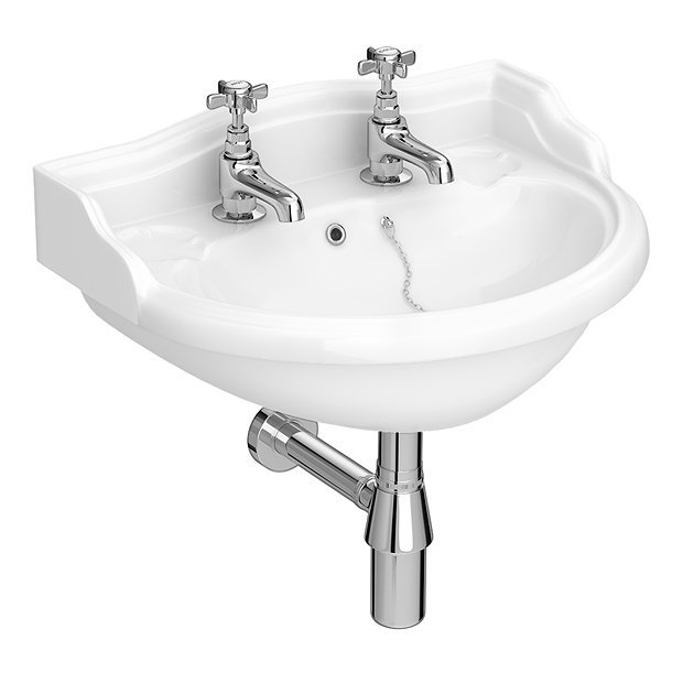 Monaco Traditional Wall Hung Cloakroom Basin (500mm Wide - 2 Tap Hole)