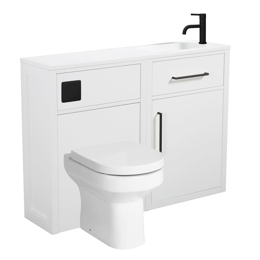Montrose White Combination Vanity and WC Unit with Matt Black Handles ...
