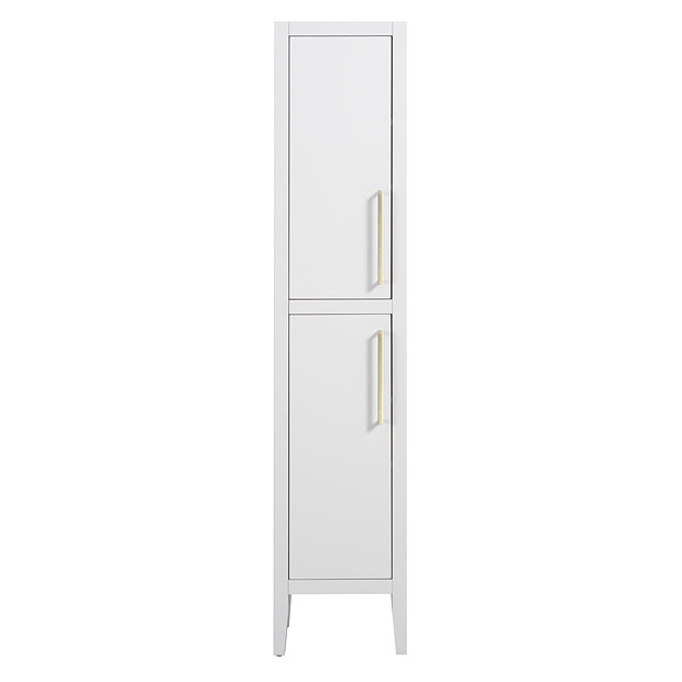 Montrose 1600mm Tall Storage Unit in Pure White with Brushed Brass Handles