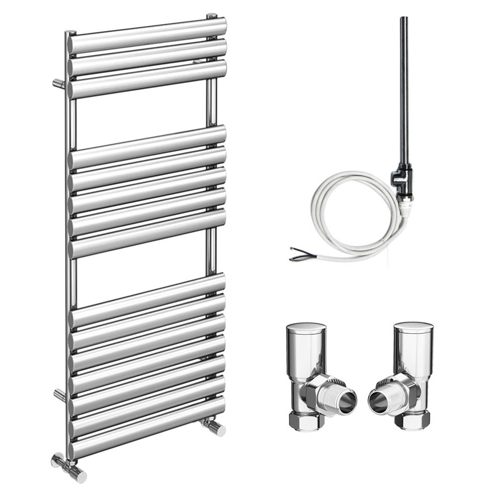 Monza 500 x 1120mm Oval Heated Towel Rail (incl. Valves + Electric ...