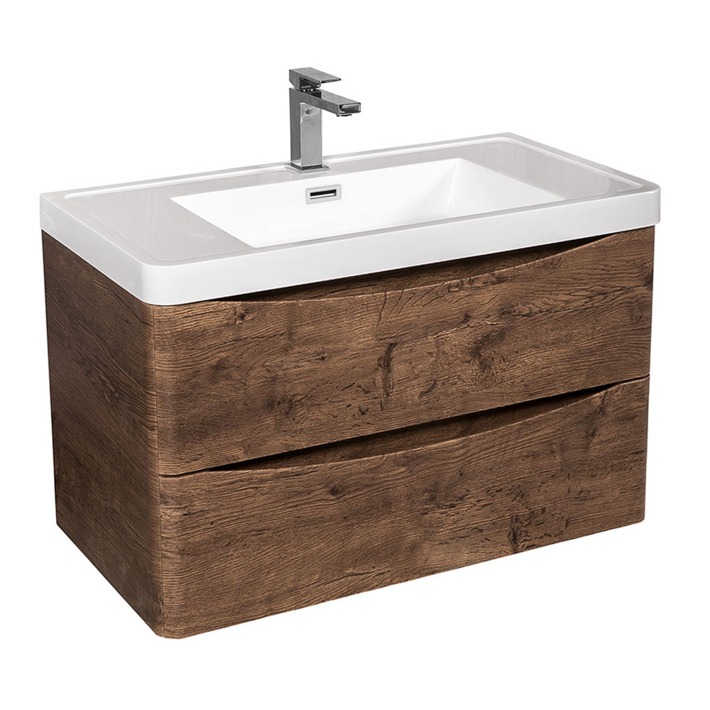 Monza Chestnut 750mm Wide Wall Mounted Vanity Unit | Victorian Plumbing UK