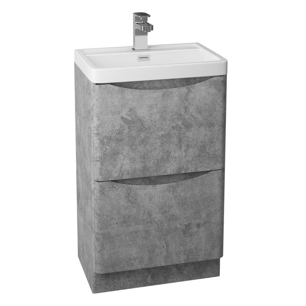 Monza Concrete Effect 500mm Wide Floor Standing Vanity Unit | Victorian ...