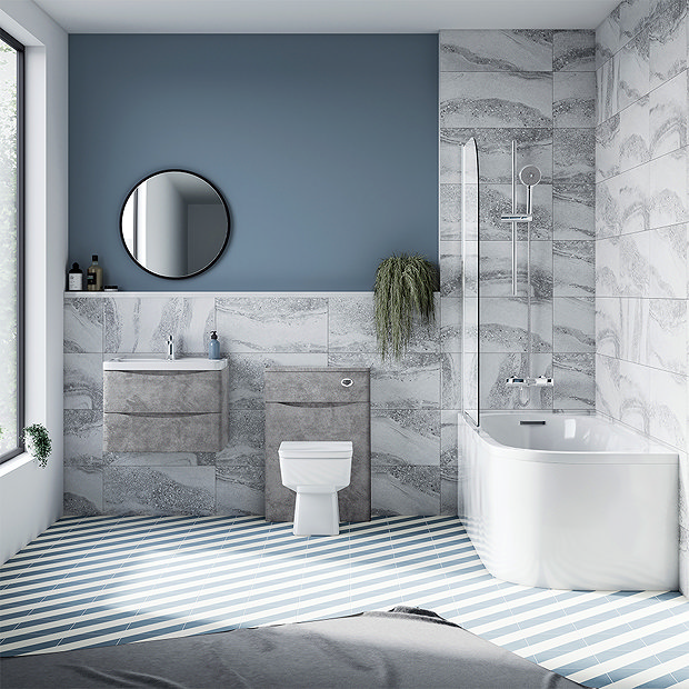 Monza Concrete Effect 500mm Wide Wall Mounted Vanity Unit | Victorian ...