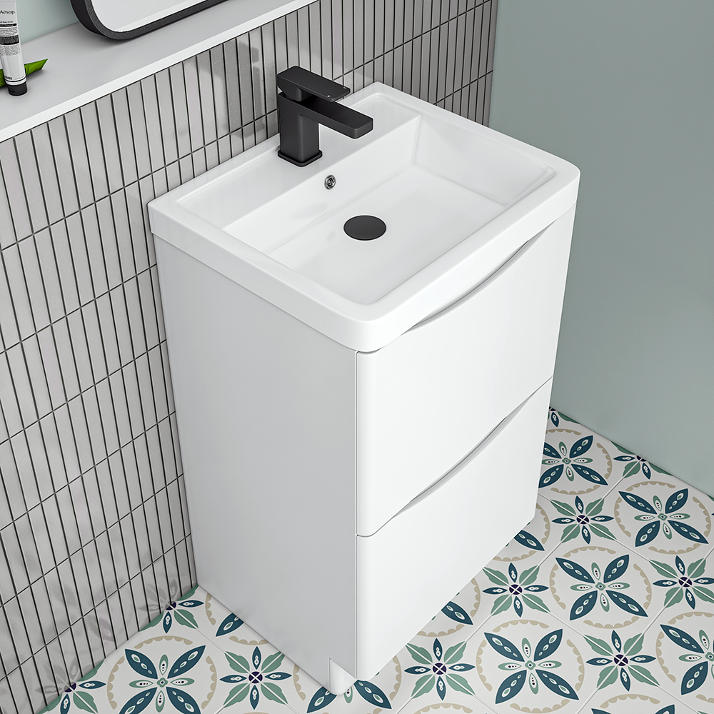 Monza Gloss White 500mm Wide Floor Standing Vanity Unit | Victorian ...