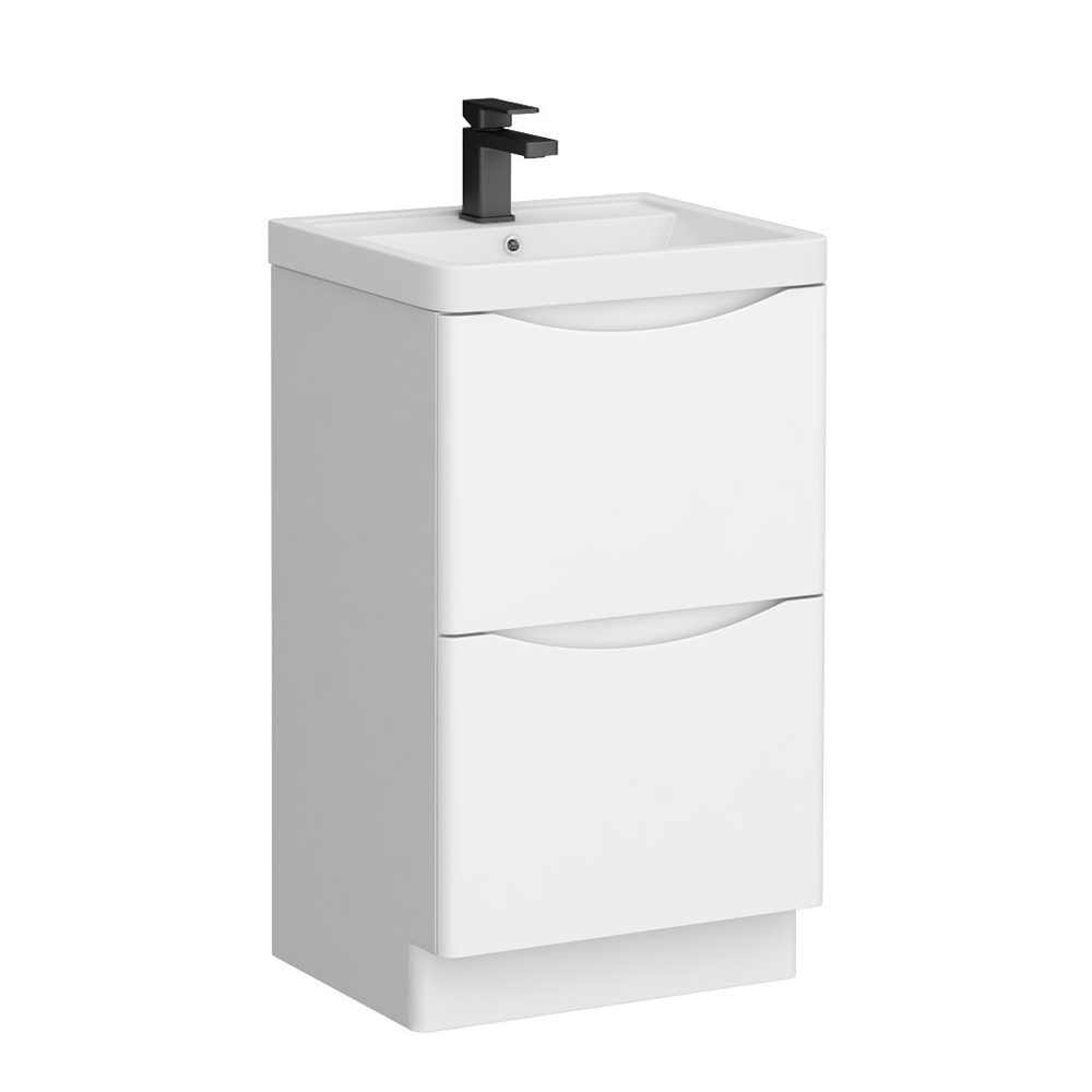 Monza Gloss White 500mm Wide Floor Standing Vanity Unit | Victorian ...