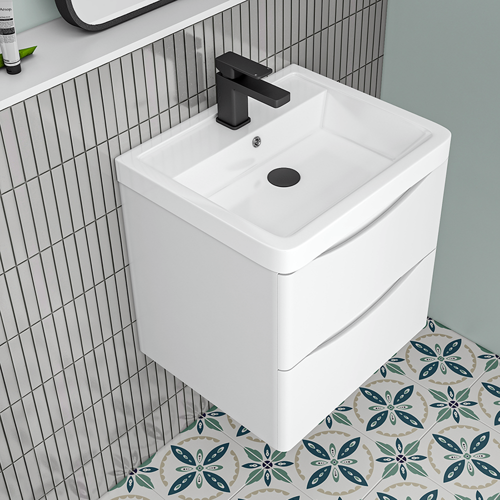 Monza Gloss White 500mm Wide Wall Mounted Vanity Unit | Victorian ...