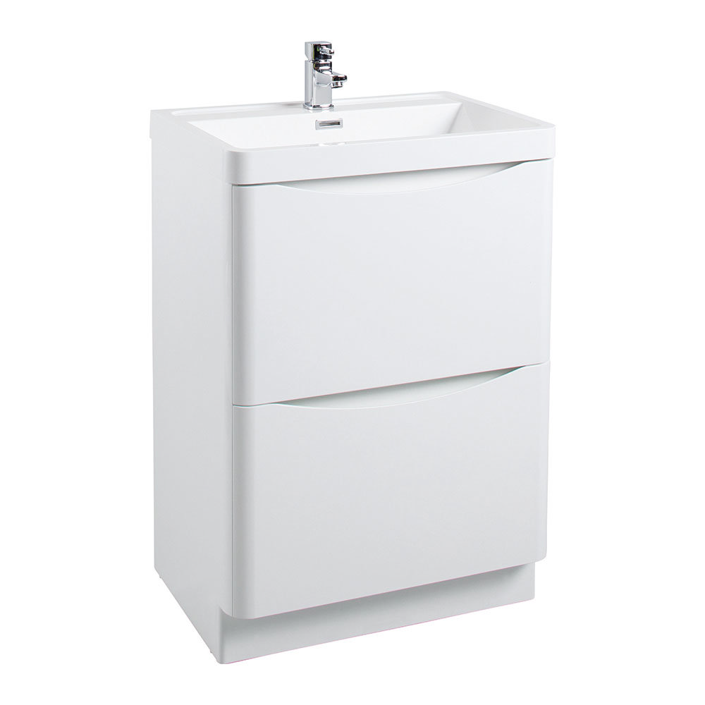 Monza Gloss White 600mm Wide Floor Standing Vanity Unit | Victorian ...
