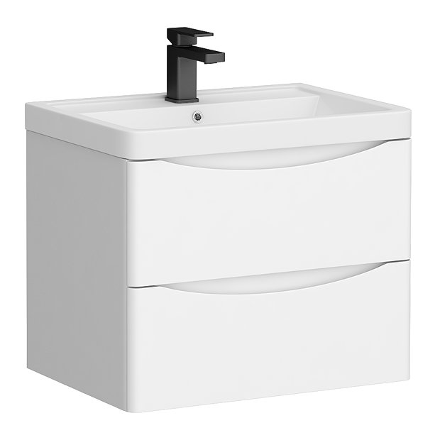Monza Gloss White 600mm Wide Wall Mounted Vanity Unit | Victorian ...