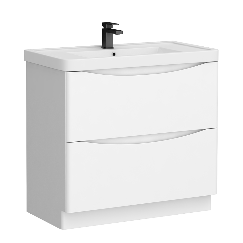 Monza Gloss White 900mm Wide Floor Standing Vanity Unit | Victorian ...