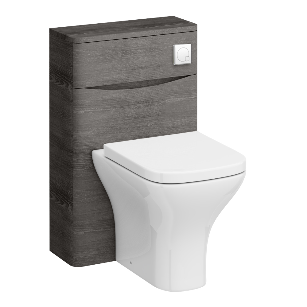 Monza Graphite Oak 500mm Wide WC Unit with Cistern, Chrome Flush ...