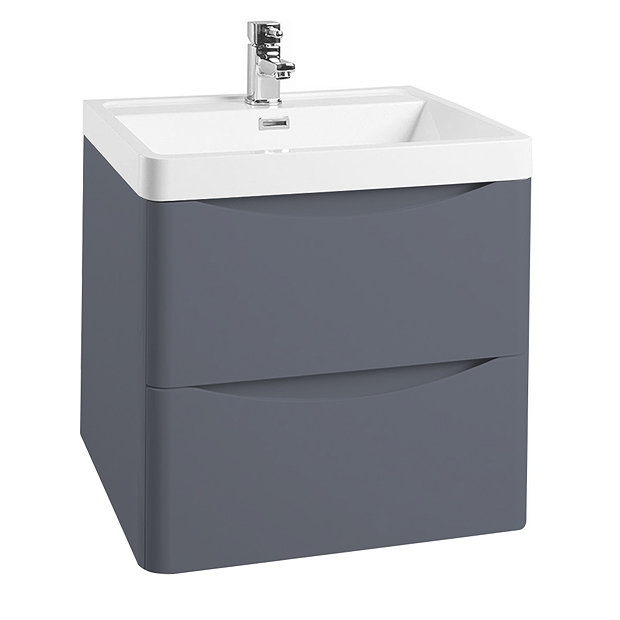 Monza Matt Grey 500mm Wide Wall Mounted Vanity Unit | Victorian Plumbing UK
