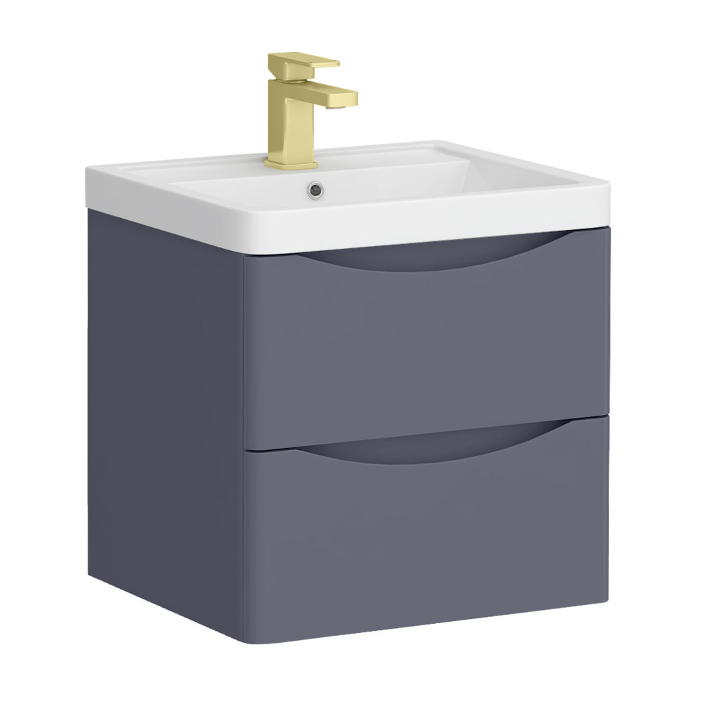 Monza Matt Grey 500mm Wide Wall Mounted Vanity Unit | Victorian Plumbing UK