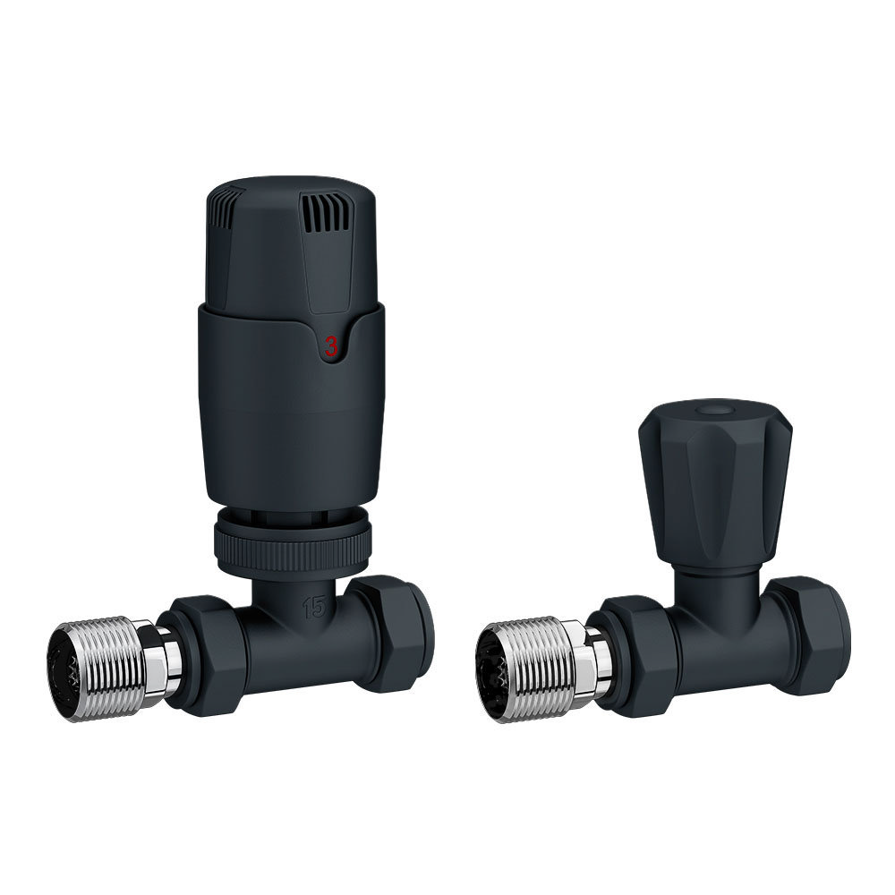 Monza Modern Anthracite Straight Thermostatic Radiator Valves ...