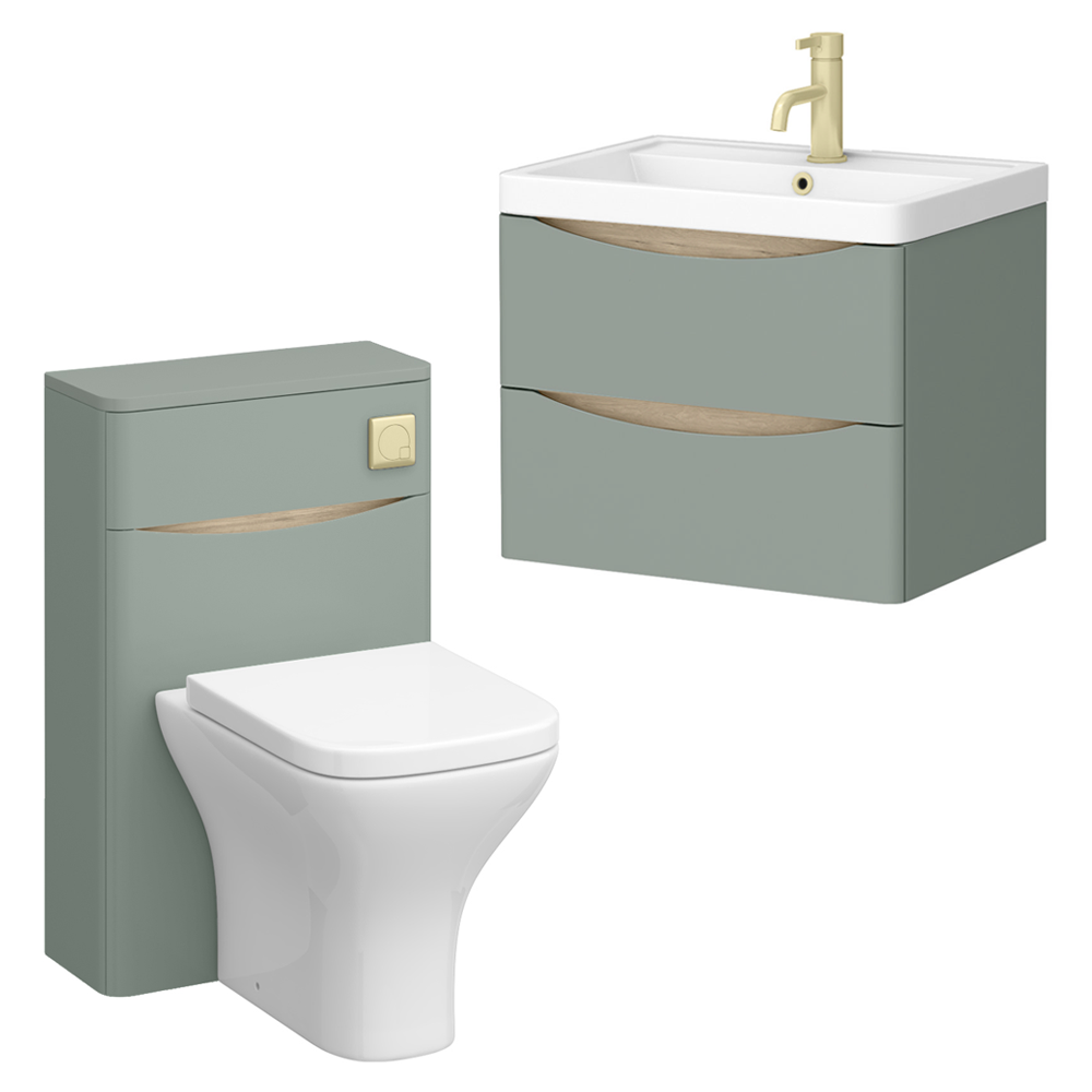 Monza Sage Green Vanity Unit and Toilet Package