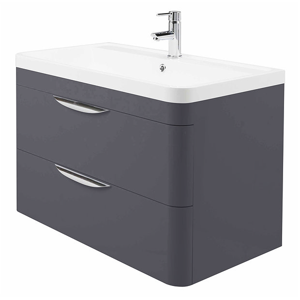 Monza Wall Hung 2 Drawer Vanity Unit with Basin W800 x D445mm - Gloss ...