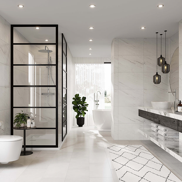 Multipanel Tile Effect Levanto Marble H2400 x W598mm Bathroom Wall ...