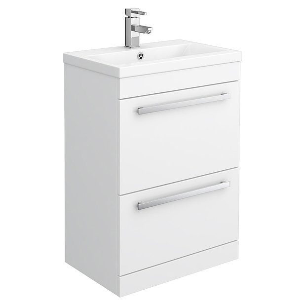 Nova 600mm Mid-Edge Basin High Gloss White Vanity Unit | Victorian ...