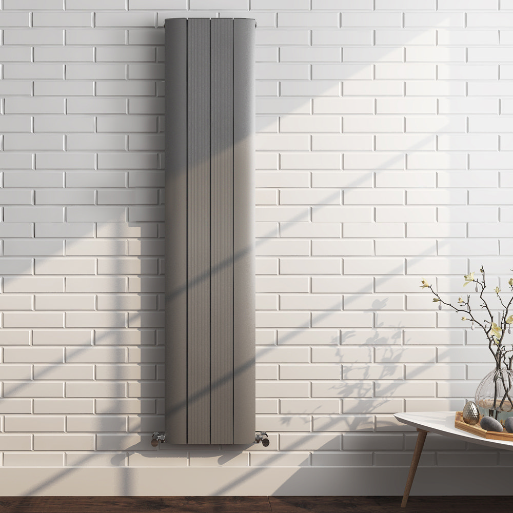 Nova Anthracite Vertical Double Panel Aluminium Radiator 1800 x 372mm ...
