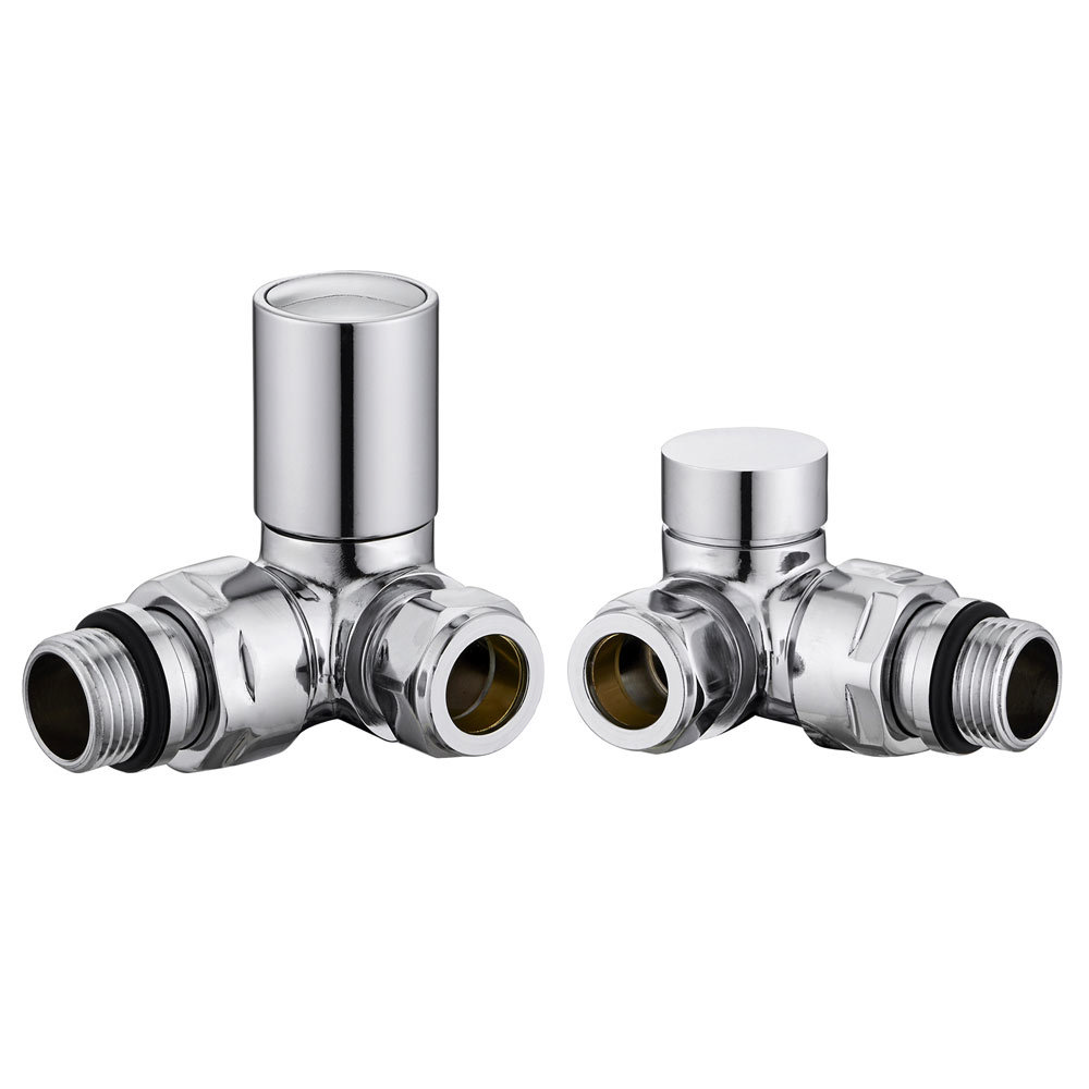 Arezzo Round Corner Angled Radiator Valve Chrome | Victorian Plumbing UK