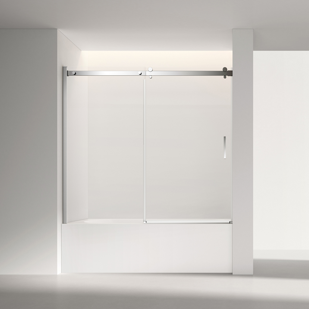 Nova Chrome Sliding Bath Screen - 1700mm x 1500mm Frameless Glass Panel ...