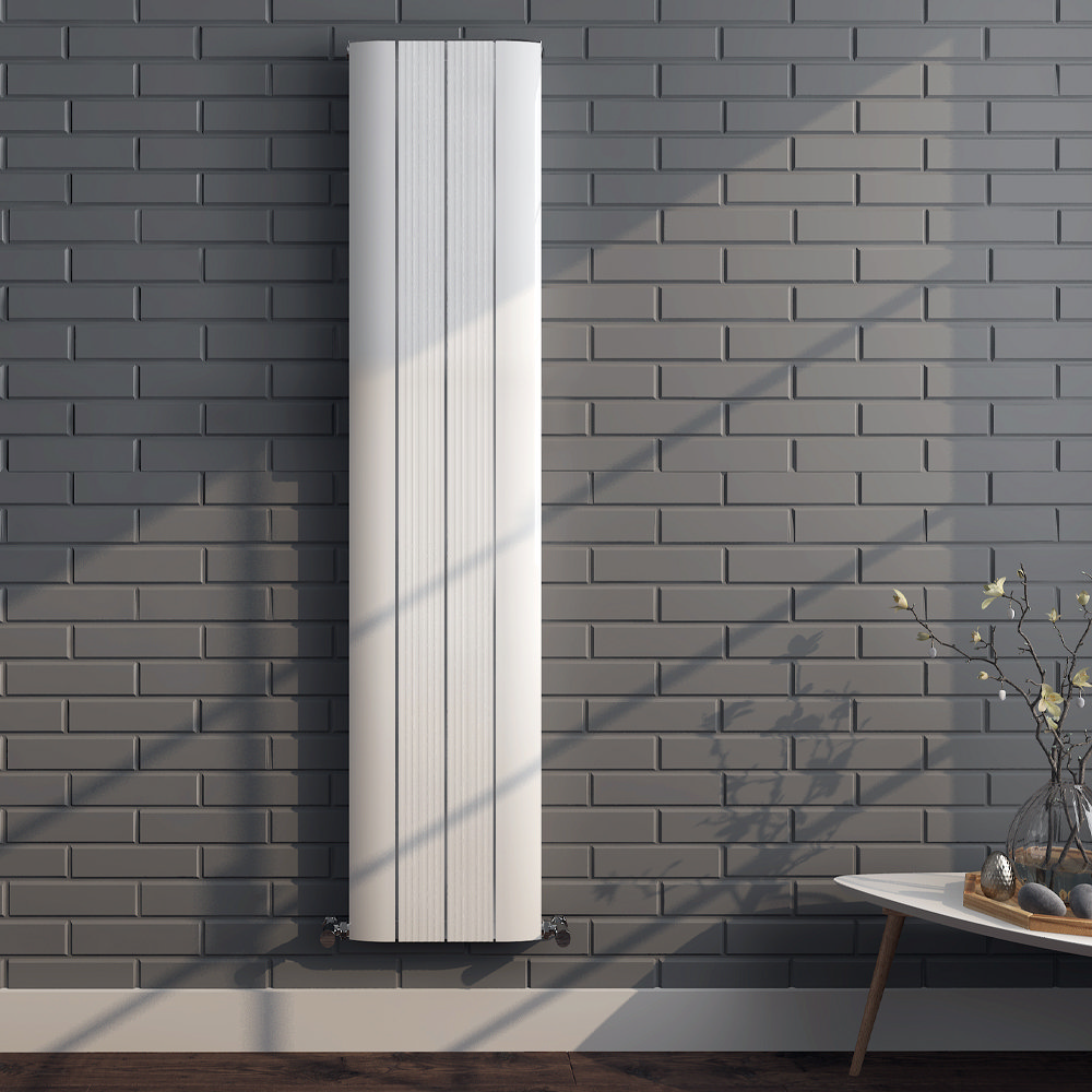 Nova White Vertical Double Panel Aluminium Radiator 1800 x 372mm (4 ...