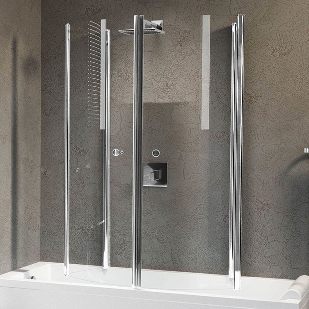 Novellini Aurora 4 Centre Wall Twin Folding Bath Screen