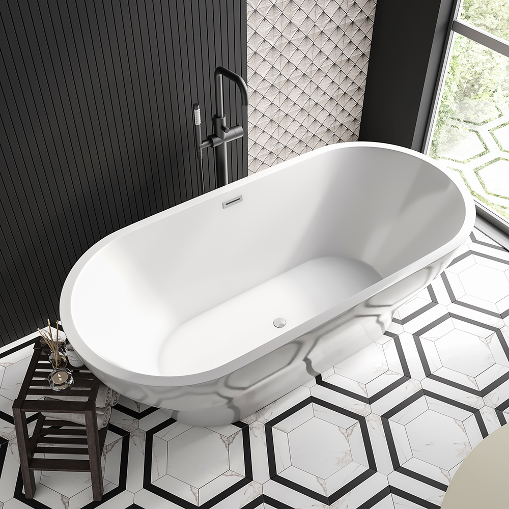 Novus 1700 x 805 Double Ended Freestanding Bath with Chrome Waste ...