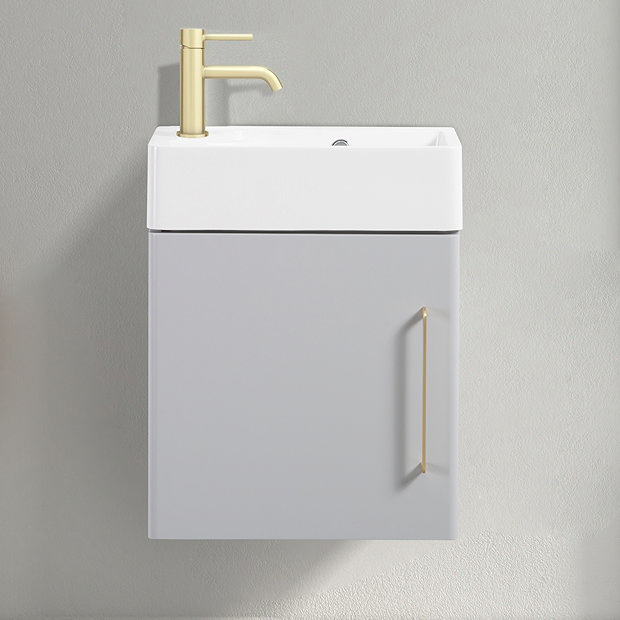 Odyssey Grey Wall Hung Cloakroom Vanity Unit - LH 450mm Wide with ...