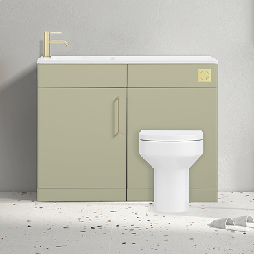 Odyssey Sage Combination Vanity and WC Unit with Brushed Brass Handles ...