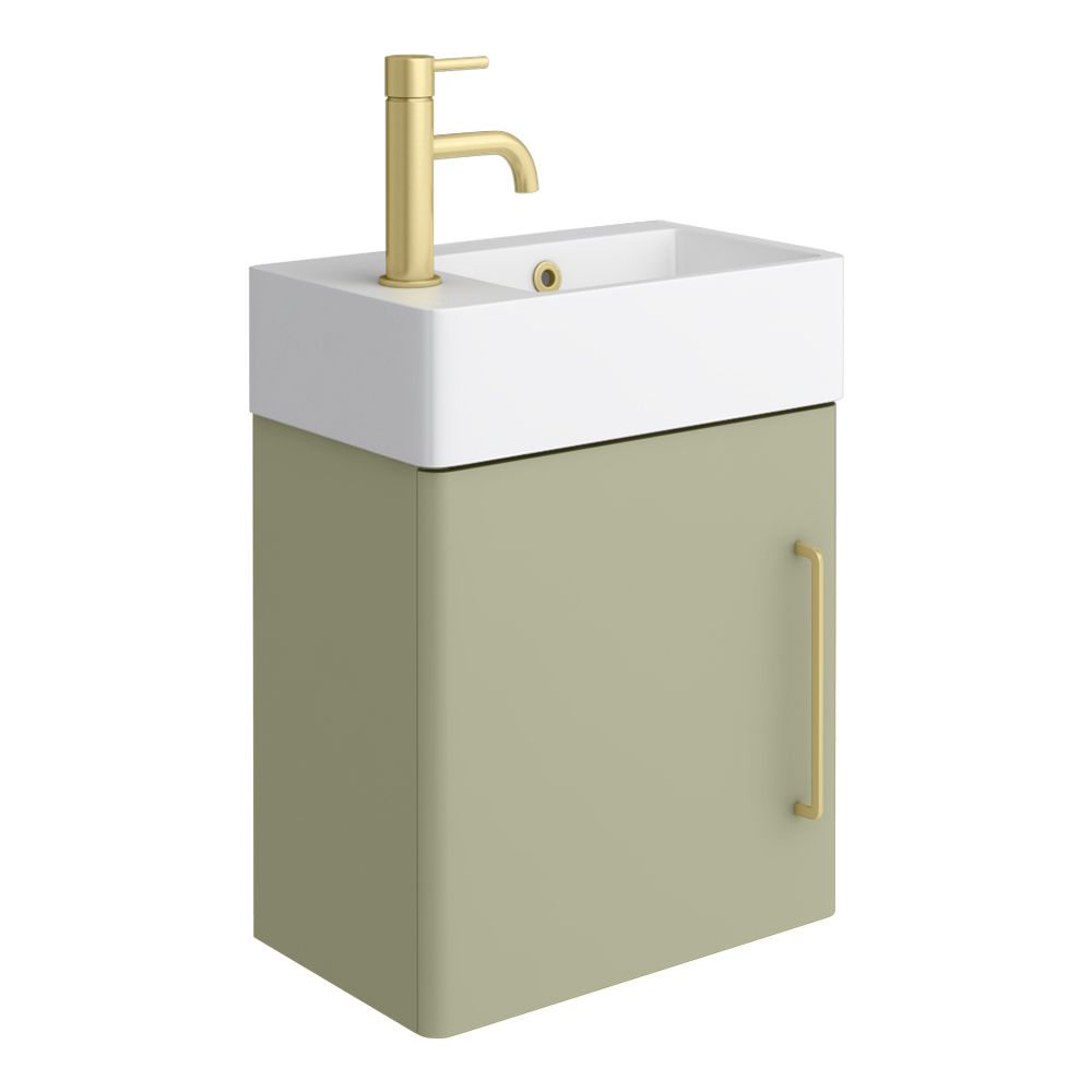 Odyssey Sage Wall Hung Cloakroom Vanity Unit - LH 450mm Wide with ...