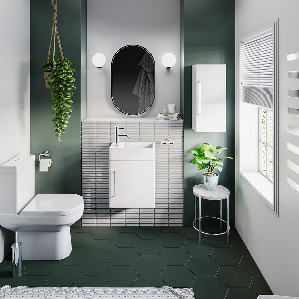 Odyssey 450mm Wall Hung Cloakroom Vanity Unit in Pure White with Chrome ...