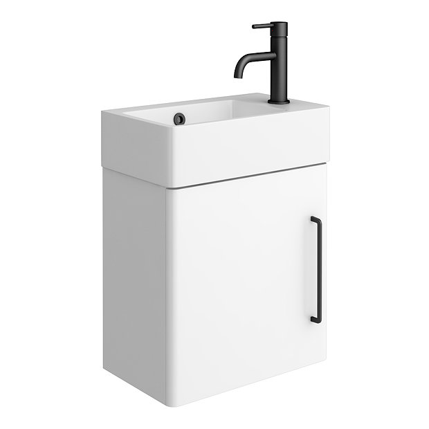 Odyssey White Wall Hung Cloakroom Vanity Unit - 450mm Wide with Matt ...