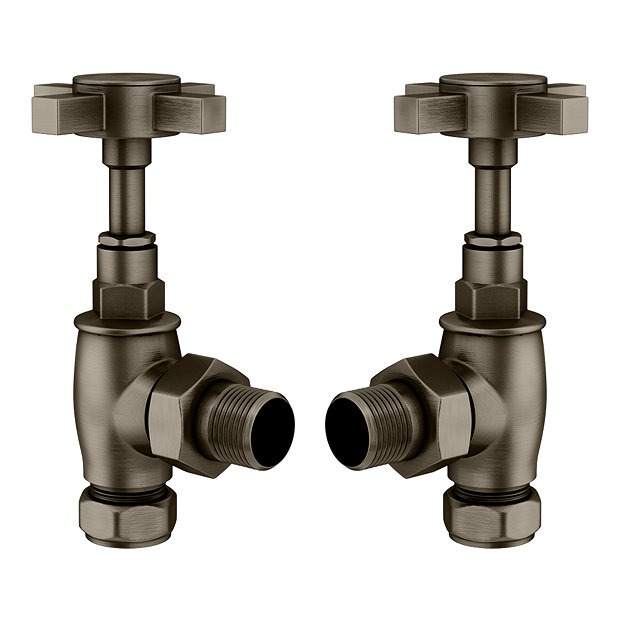 Antique Brass Traditional Angled Radiator Valves | Victorian Plumbing UK