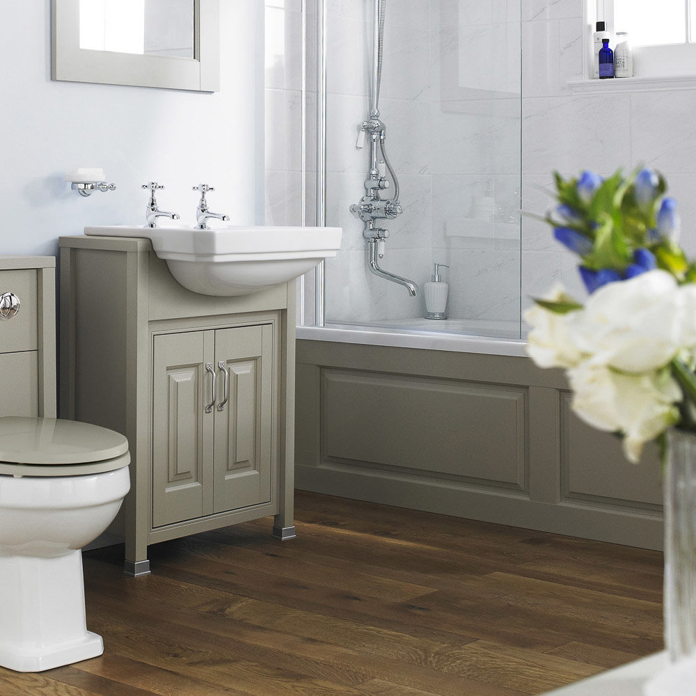 Old London - 600 Traditional Semi Recess Basin & Cabinet - Natural ...
