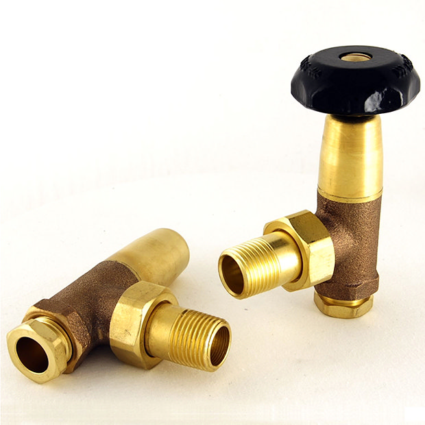 Old School Radiator Valves - Black/Brass at Victorian Plumbing UK