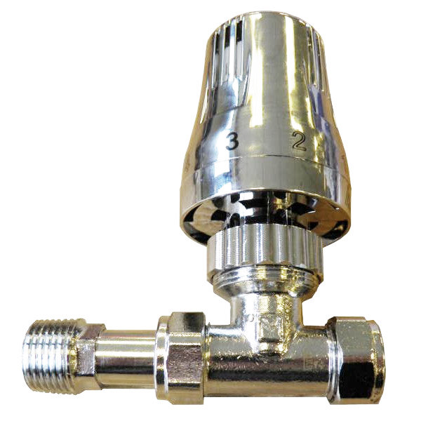 Chrome Effect TRV Thermostatic Radiator Valve - Straight 15mm at ...