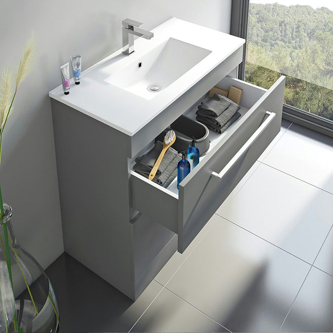 Orchard Derwent 800mm Stone Grey Floorstanding Vanity Unit and Ceramic ...