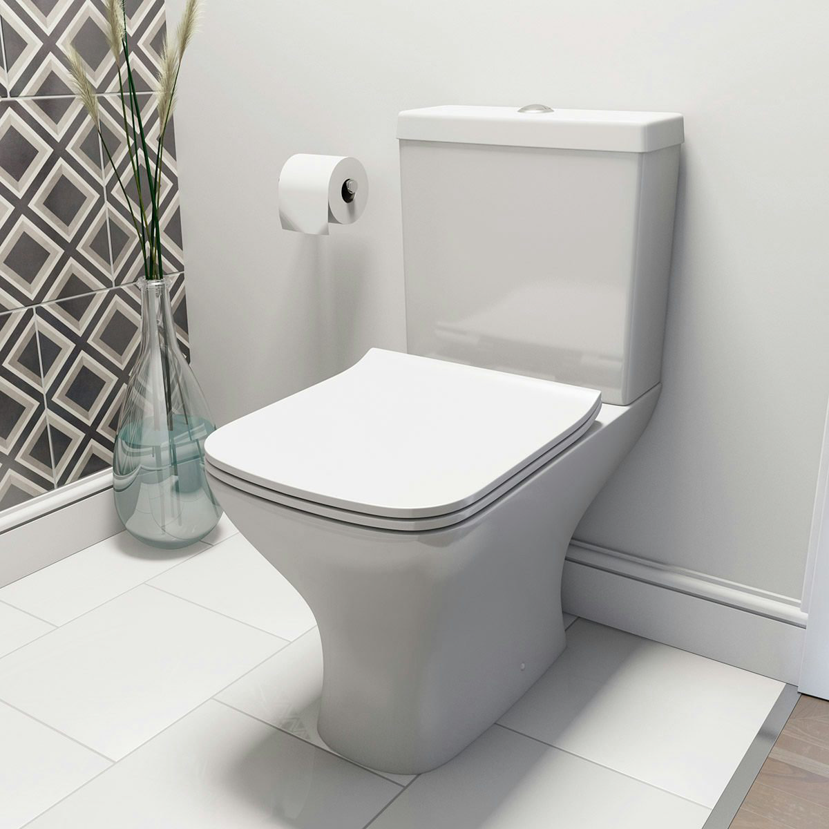 Orchard Derwent Square Compact Close Coupled Toilet with Slimline Soft ...
