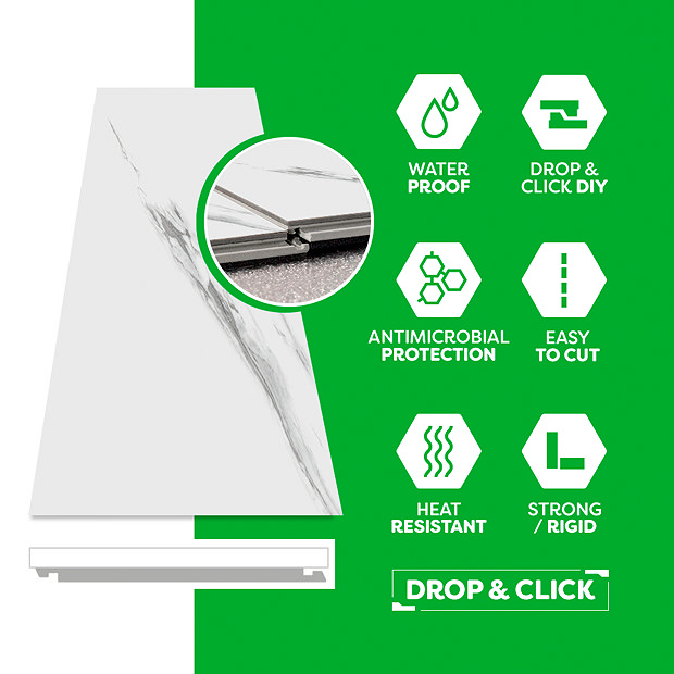 Orion 610 x 305mm Graphite Grey Stone Effect Finish Vinyl Waterproof ...