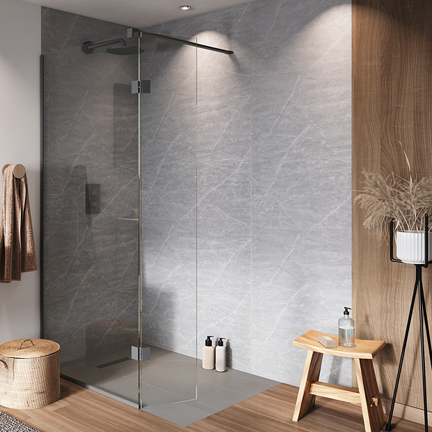 Orion Matt Grey Marble Shower Wall Panel - 2400 x 1000mm