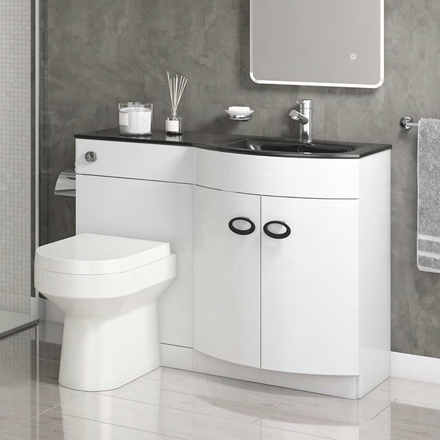 Orion Black Modern Curved Combination Basin + WC Unit | Victorian Plumbing