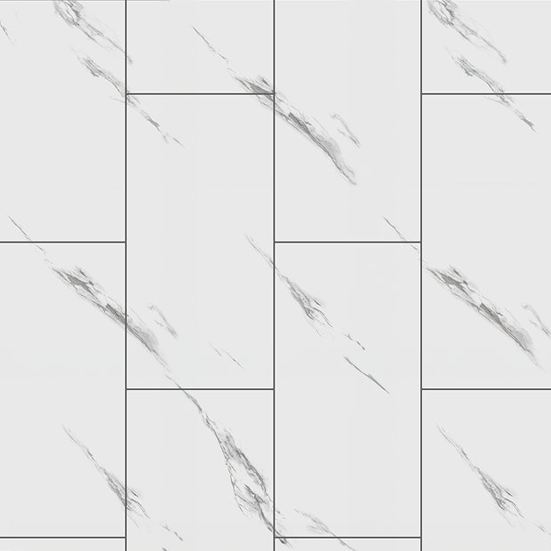 Orion 610 x 305mm White Marble Finish Vinyl Waterproof Floor Tiles (14 ...