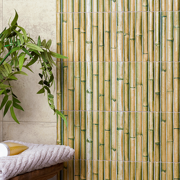 Otaru Bamboo Effect Green Wall Tiles - 150 x 300mm