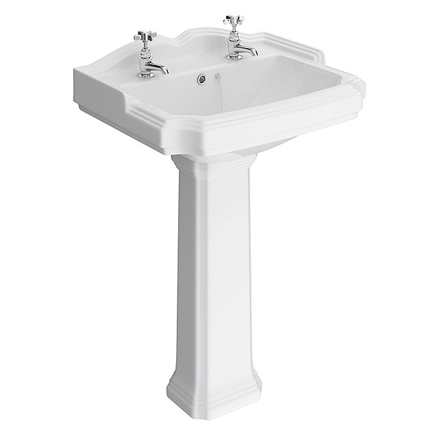 Oxford Ceramic Traditional Basin & Pedestal Set at Victorian Plumbing UK