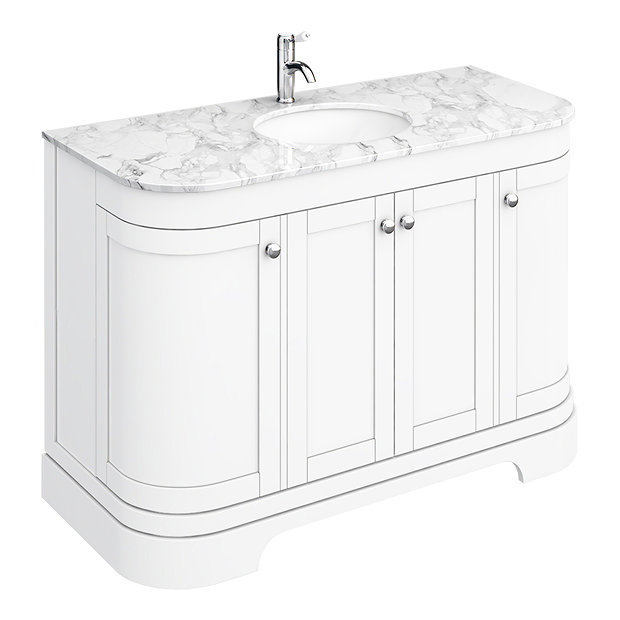 Period Bathroom Co. 1220mm Curved Vanity Unit with White Marble Basin ...